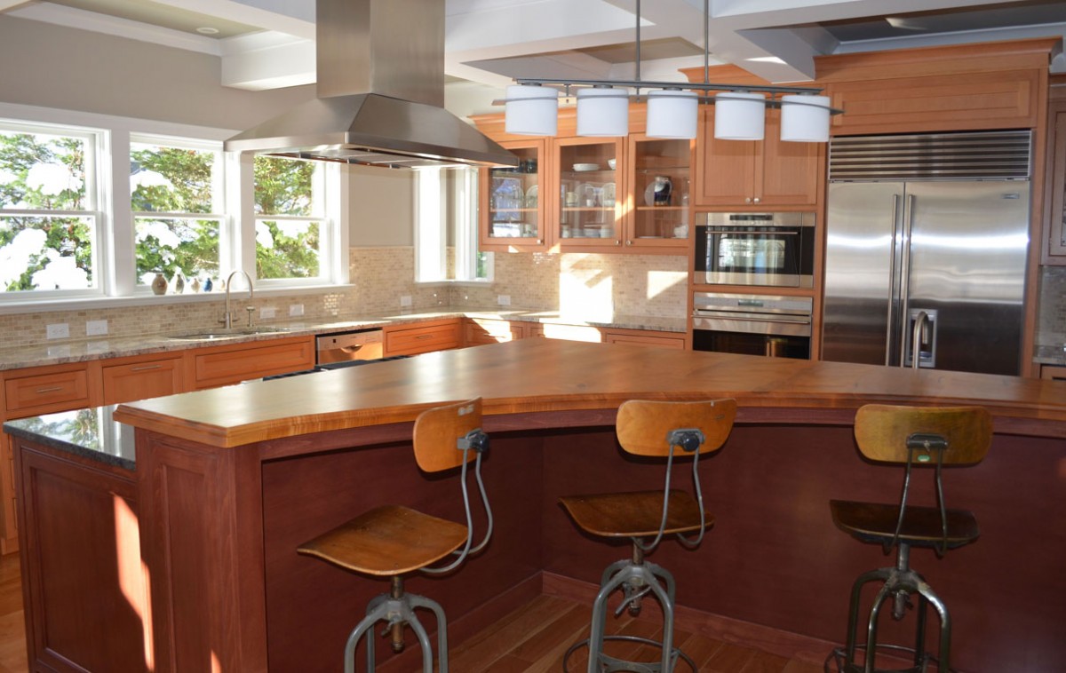 Curved Cabinets for Curved Kitchen Island In Maine by Wesley Ellen