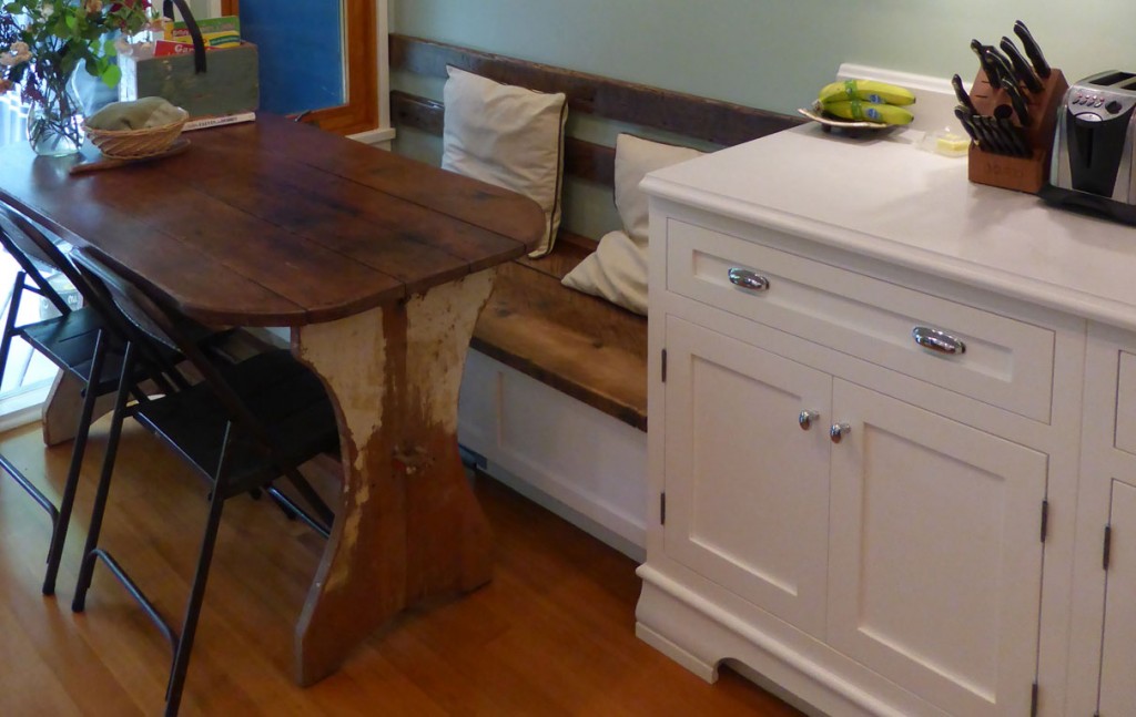 Reclaimed Wood Built In Kitchen Bench - Welsey Ellen